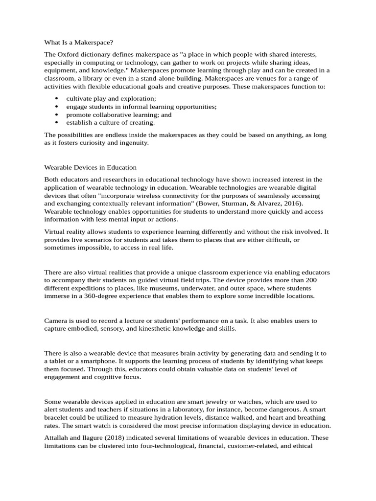 What Is A Makerspace Pdf Wearable Technology Educational Technology