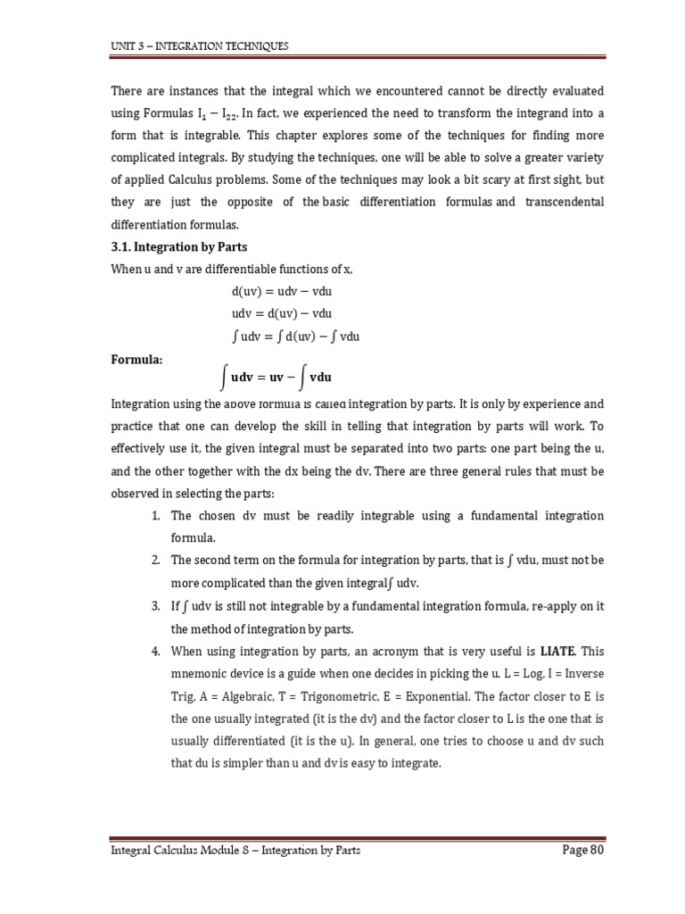 Module-8-Integration-by-Parts | PDF | Integral | Functions And Mappings