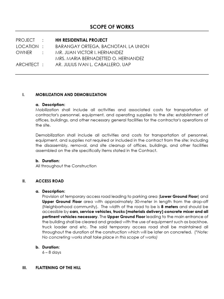 2021 05 17 - HH Residential Project - Scope of Works - Temporary Road ...