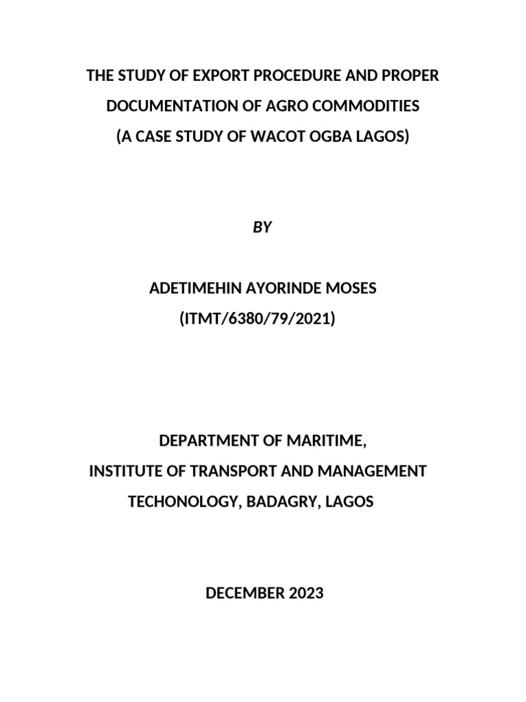 The Study of Export Procedure and Proper | PDF