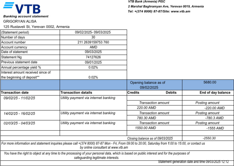 Armenia VTB Bank Backup | PDF | Banks | Business