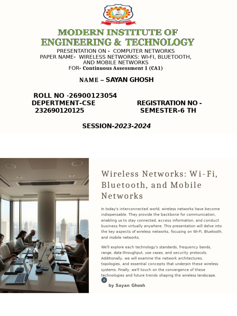 26900123054 Sayan Ghosh Cse 6th Sem Computer Networks | PDF | Cellular Network | Wi Fi