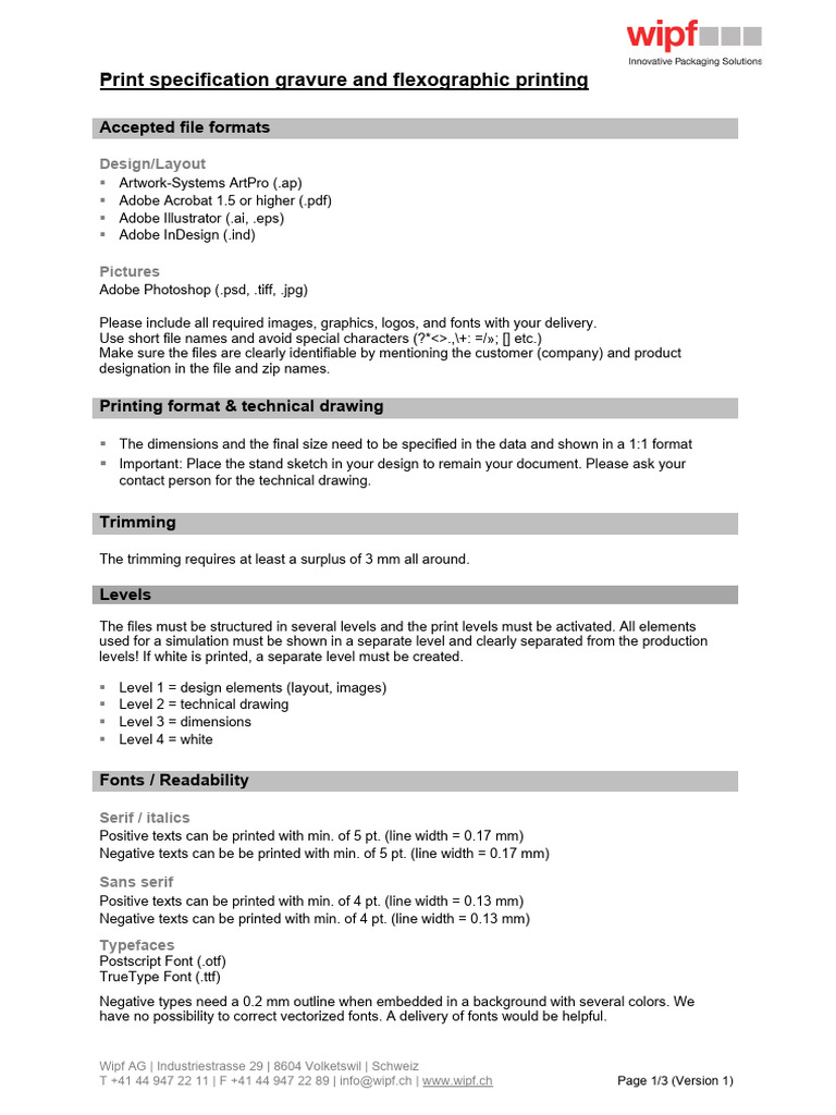 Print Specs for Gravure & Flexo | PDF | Adobe Photoshop | Graphic Design