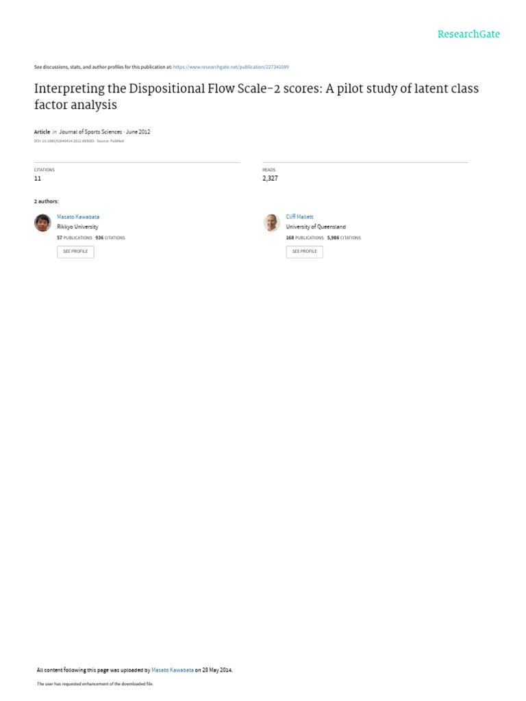 2012 Kawabata-Mallett Accepted | PDF | Flow (Psychology) | Akaike ...