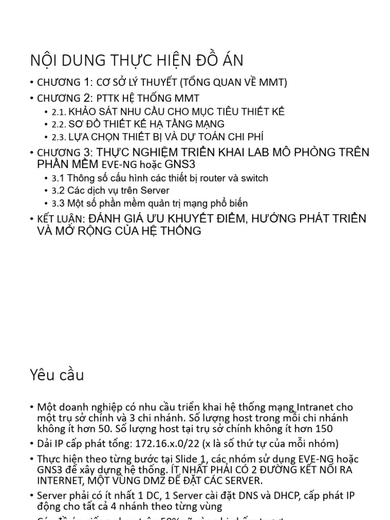 Nội dung triển khai Đồ án PTTK MMT - 73DCTM | PDF