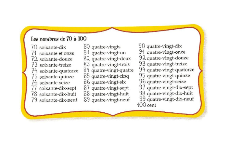 Les Nombres 70-100 | PDF