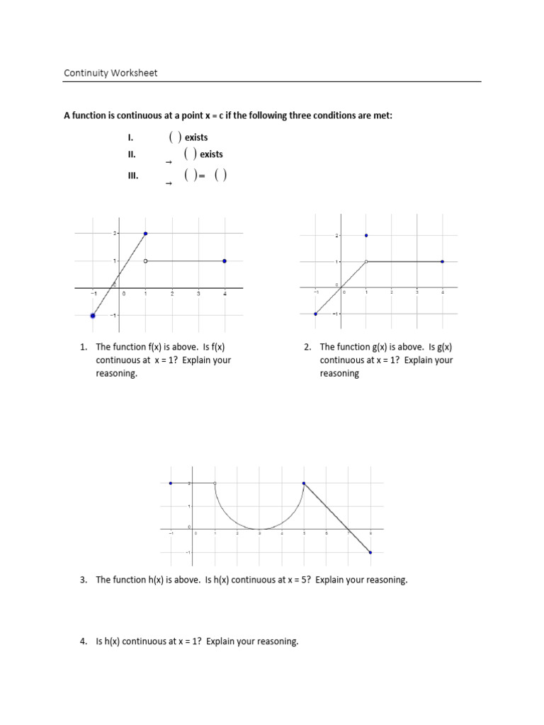 Continuity Analysis of Piecewise Functions | PDF