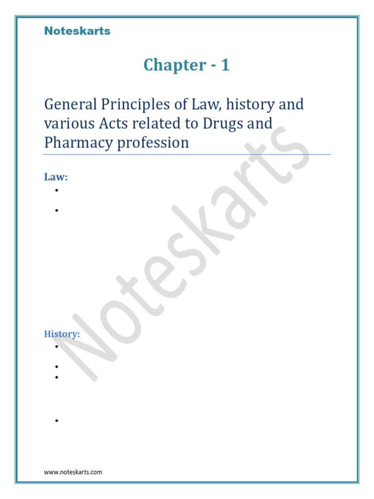 Chapter 1 Pharmacy Law and Ethics Notes Complete Notes by Noteskarts ...