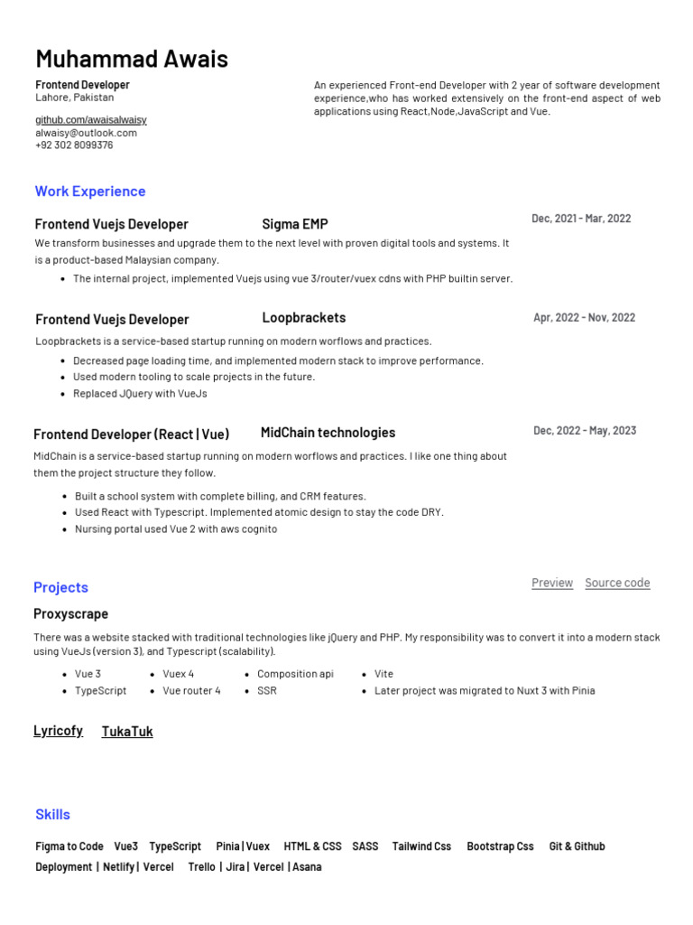 v7-frontend-developer-resume | PDF | World Wide Web | Internet & Web