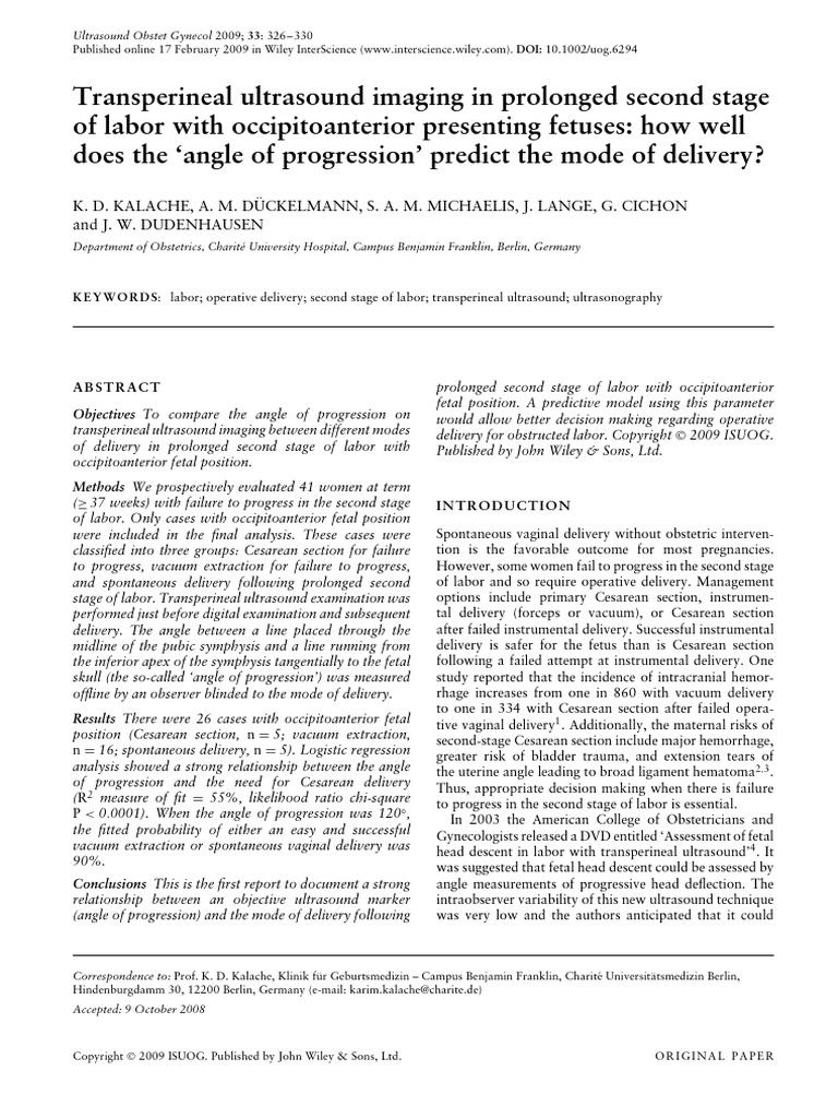 Kalache Et Al - 2009 - Transperineal Ultrasound Imaging in Prolonged ...