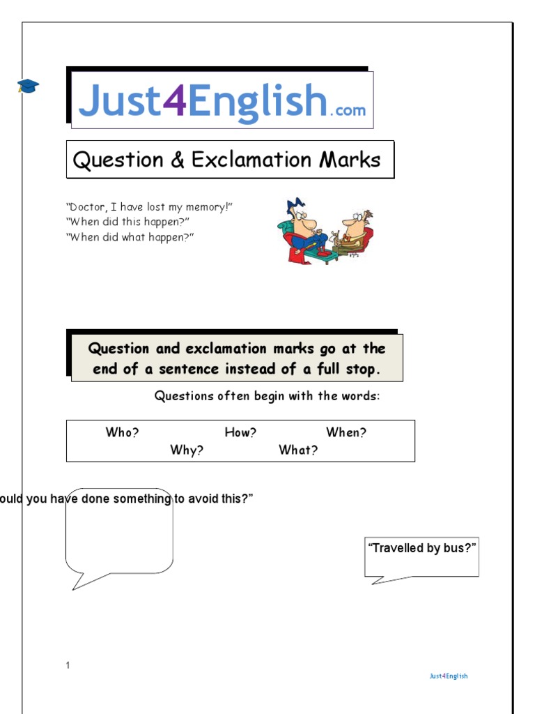 Question & Exclamation Marks Workbook | PDF | Question | Sentence ...