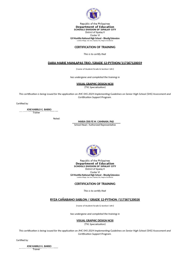 Certification of Training Python | PDF | Philippines