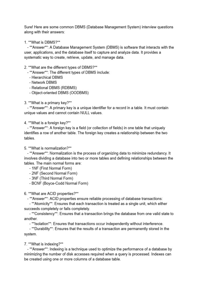 dbms interview question | PDF | Databases | Database Index dbms interview question | PDF | Databases | Database Index