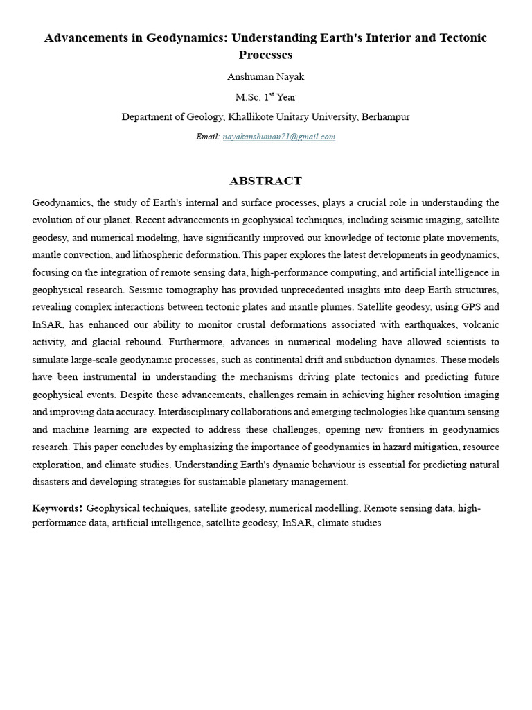 Advancements in Geodynamics | PDF