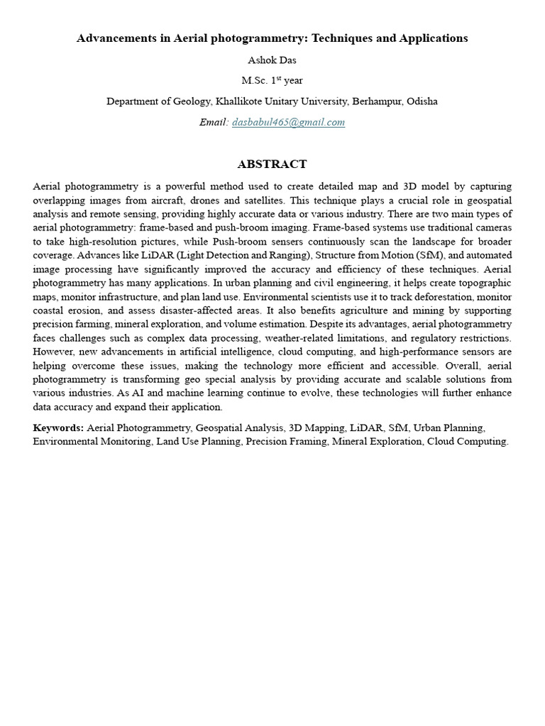Advancements in Aerial Photogrammetry | PDF