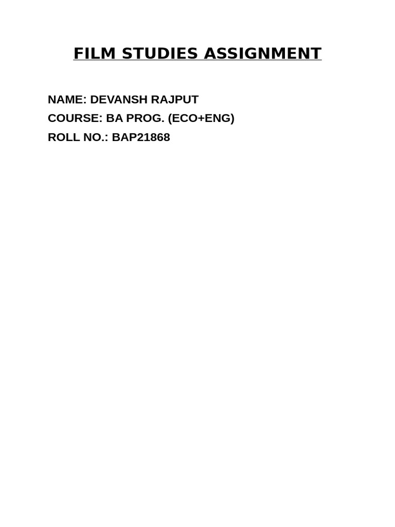 Film Studies Assignment BAP21868 | PDF