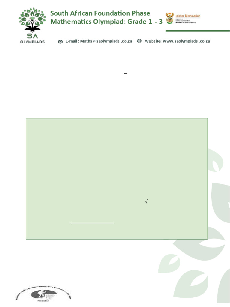 FEMSSISA Grade 1 Mathematics Olympiads 2024 | PDF | Mathematics