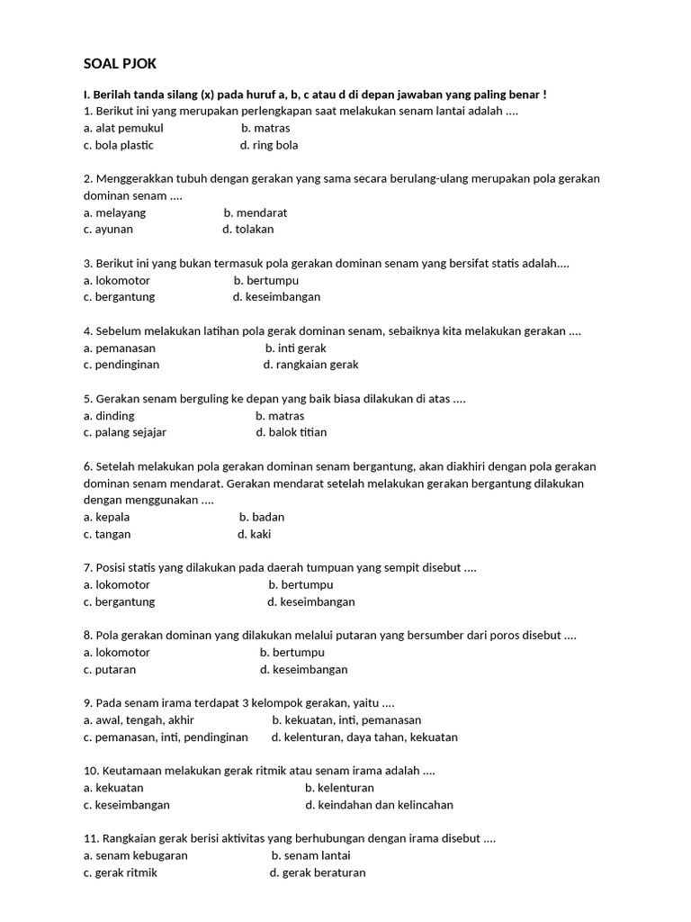 Soal Pjok KLS 6 Holy. | PDF