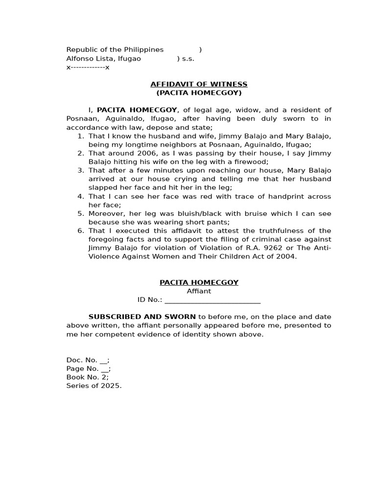 Affidavit of Witness | PDF