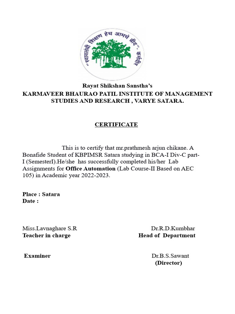 BCA Office Automation Lab Assignments | PDF | Computer File | Mail