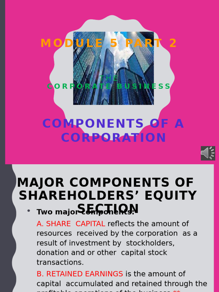 Module 5 Part 2 The Corporation (Components) | PDF | Stocks | Equity (Finance)