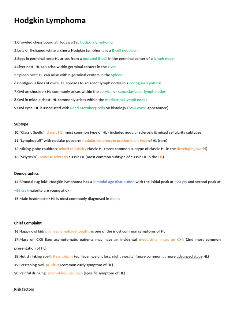 Hodgkin Lymphoma | PDF | Lymphoma | Lymphatic System