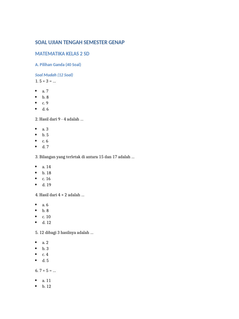 Soal_UTS_Matematika_Kelas_2 | PDF