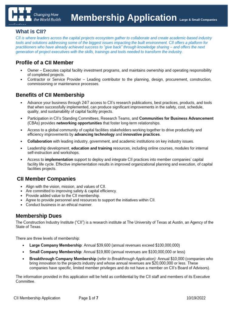 CII Membership Application Guide | PDF | Intellectual Property | Business