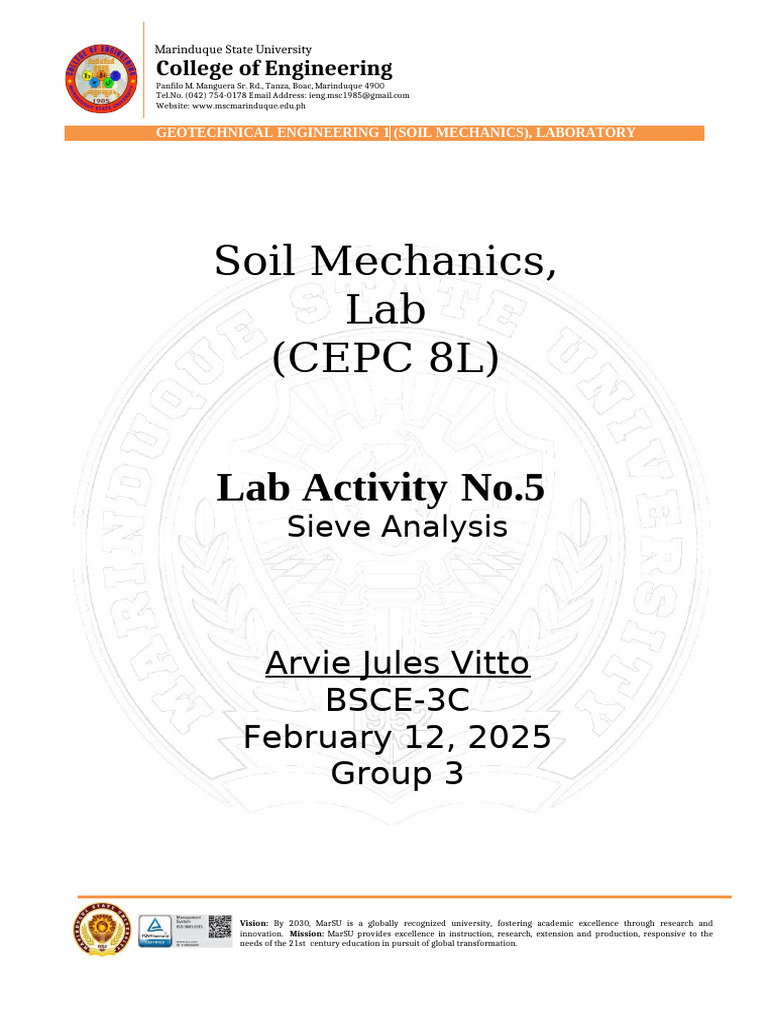 Lab Activity 5 | PDF | Particle Size Distribution | Soil Mechanics