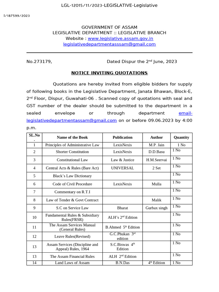 Quotation For Supply of Books | PDF | Public Sphere | Political Science