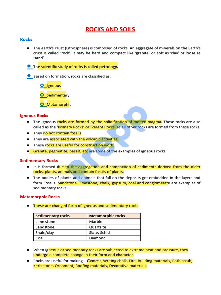 3 ROCKS AND SOILS | PDF | Rock (Geology) | Sedimentary Rock