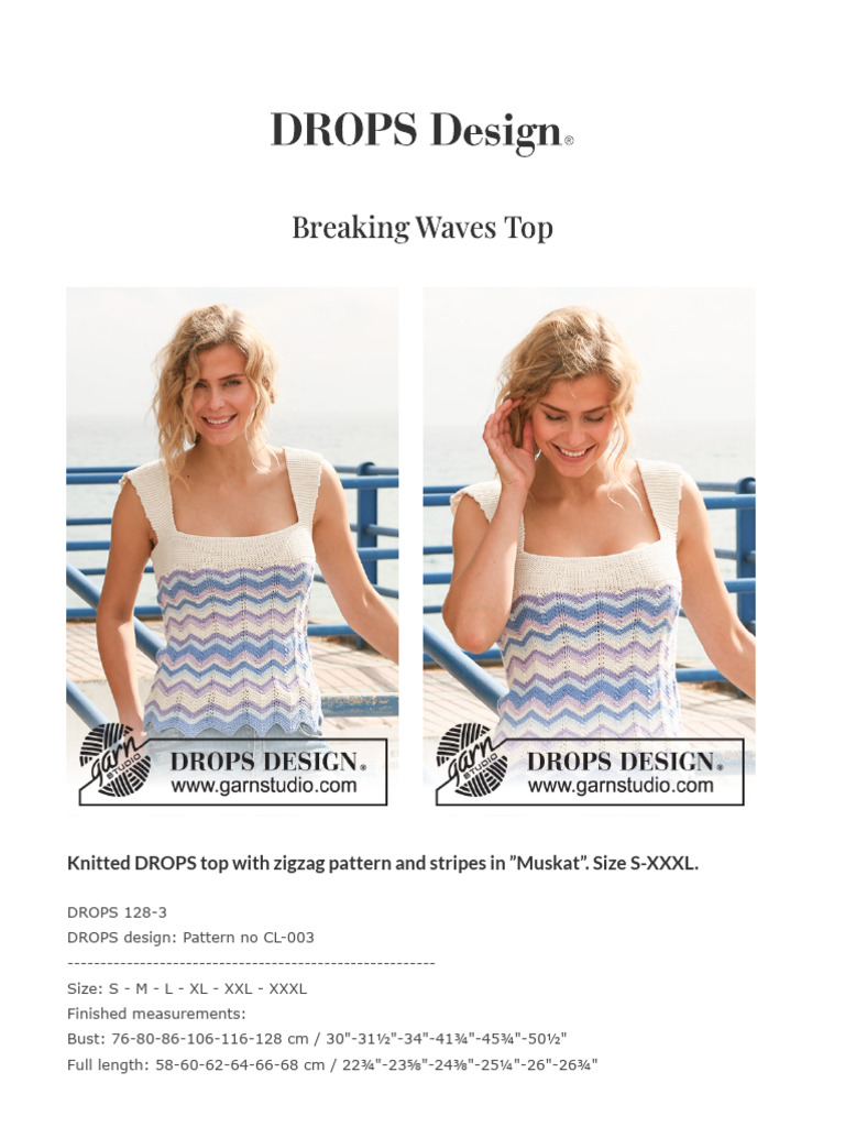 DROPS - Breaking Waves Top - Knitted Top | PDF | Knitting | Knitting Needle