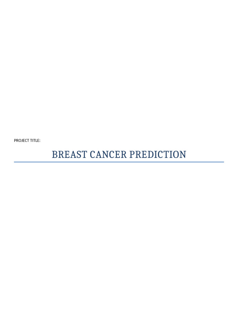 Breast Cancer Prediction Project | PDF | Machine Learning | Python (Programming Language)