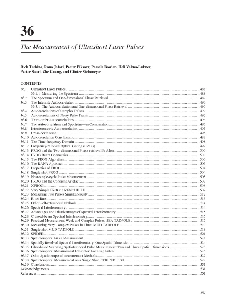 1 The Measurementof Ultrashort Laser Pulses | PDF | Ultrashort Pulse ...