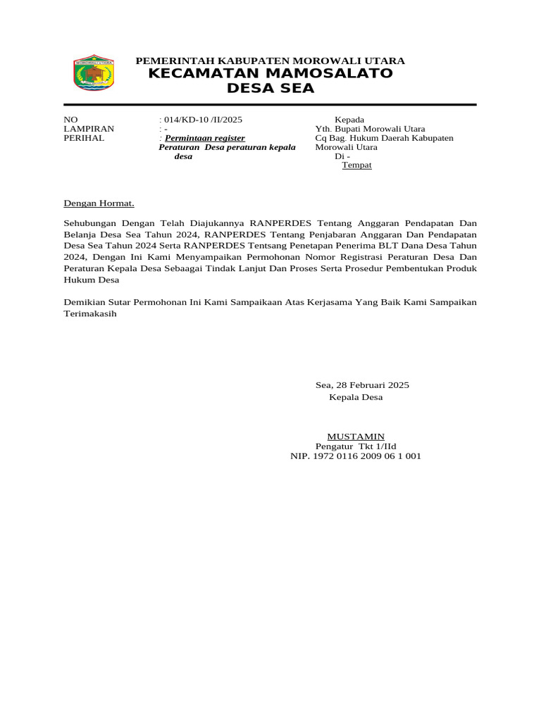 Permintaan Nomor Register Tahun 2025 | PDF