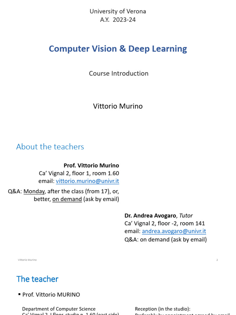 Computer Vision & Deep Learning Course | PDF | Computer Vision | Deep ...