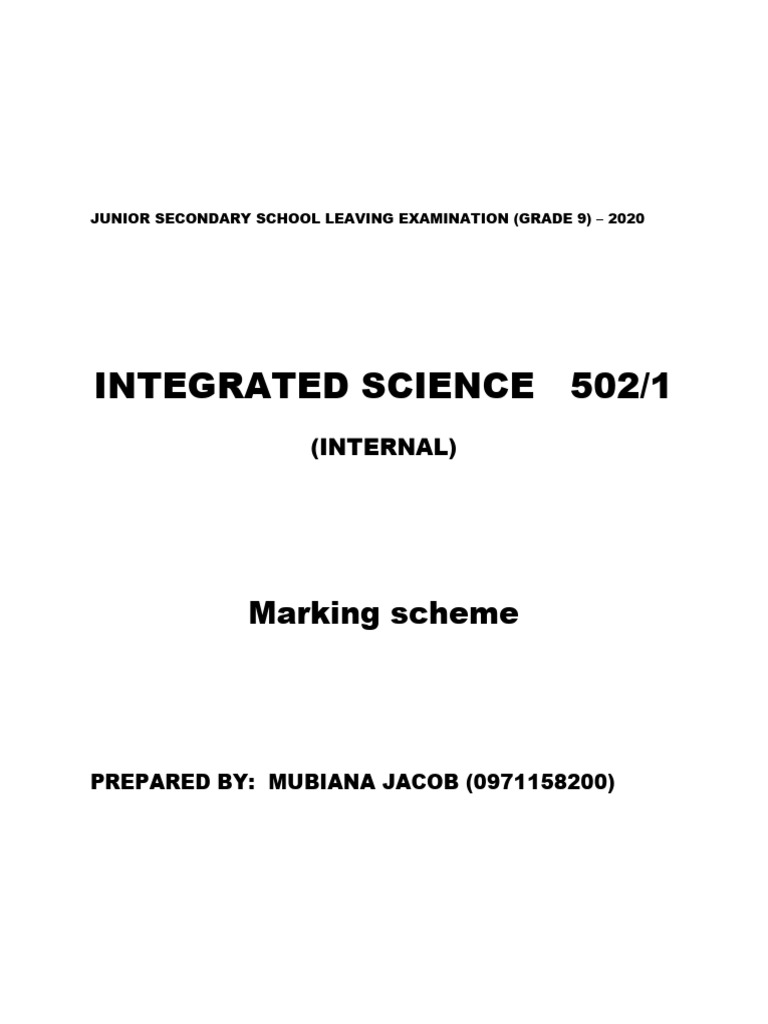 2020 JHS Integrated Science Answers | PDF | Carbon Dioxide | Water