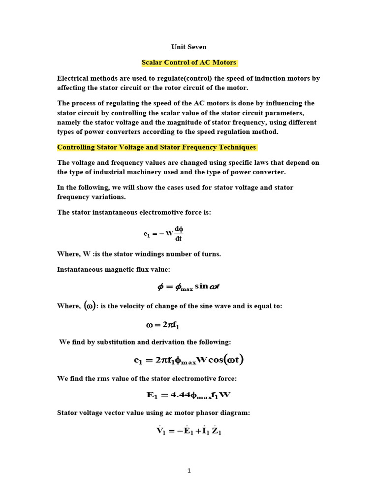 Unit 11 Scalar Control of AC Motors | PDF | Power Inverter | Electric Motor
