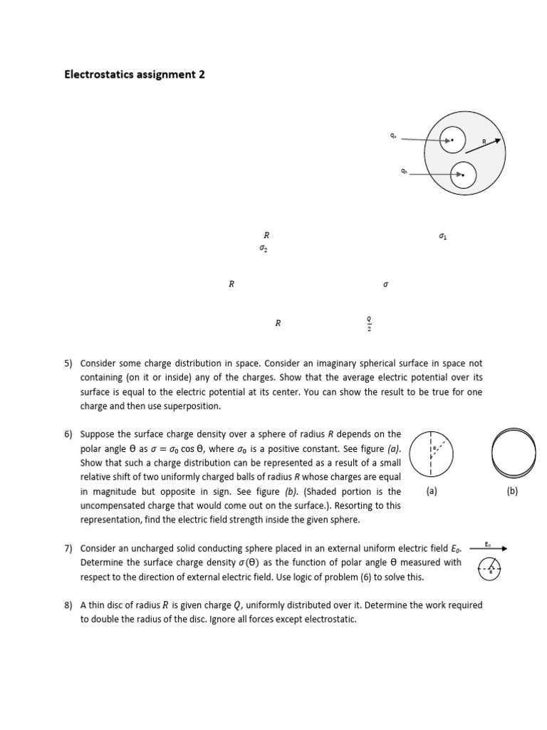 Electrostatics Assignment 2 | PDF | Sphere | Electric Field