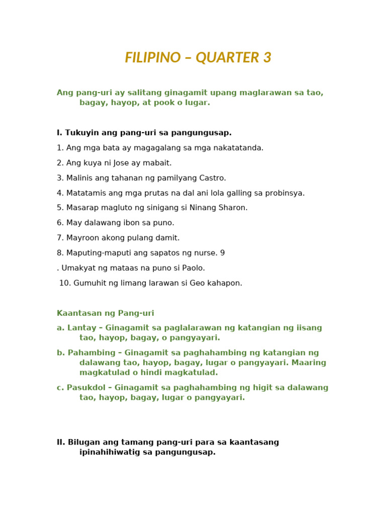 Filipino Q3 | PDF