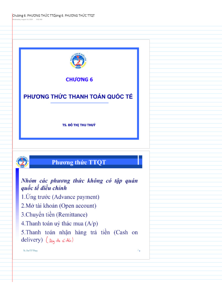Chương 6. PHƯƠNG THỨC TTQT | PDF