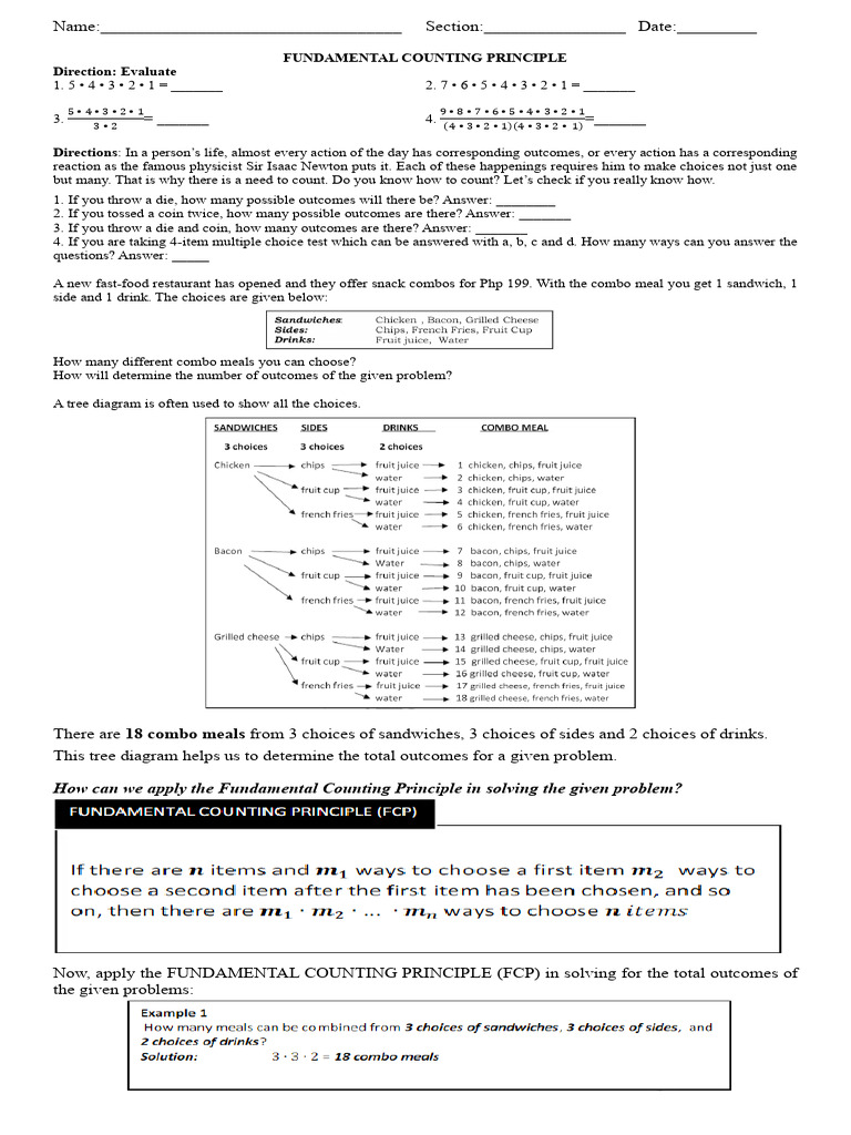Fundamental Principle of Counting.pptx | PDF