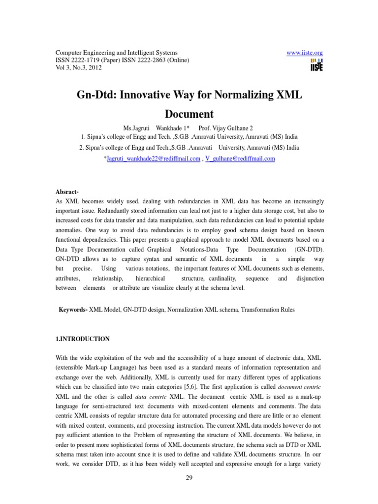 Innovative Way For Normalizing XML Document | PDF | Xml | Xml Schema