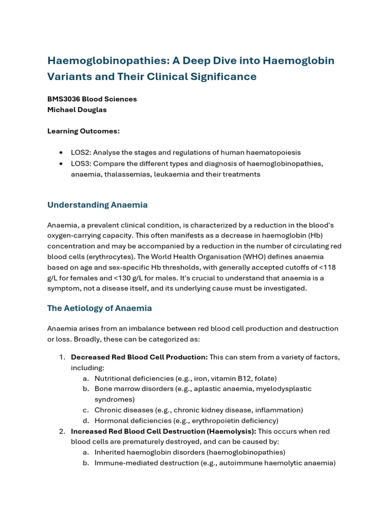 Notes Anaemia - 2 | PDF | Anemia | Tissue (Biology)