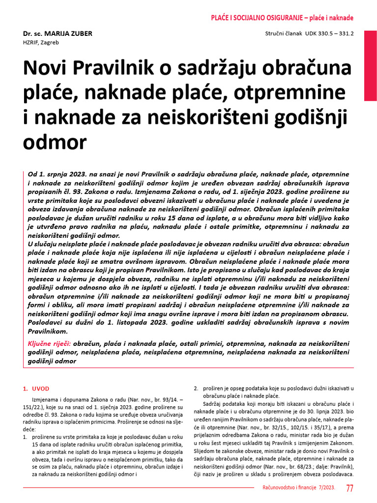 13-Zuber-Place-Novi-Pravilnik Od 7-2023 | PDF