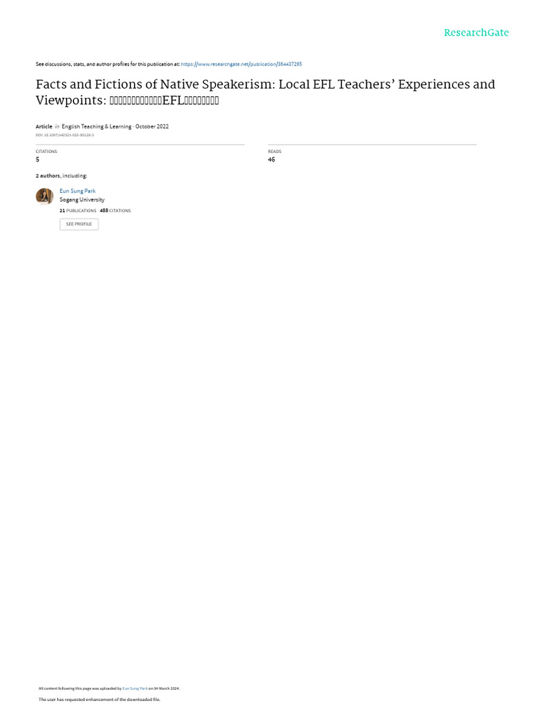 Facts and Fictions of Native Speakerism: Local EFL Teachers ...