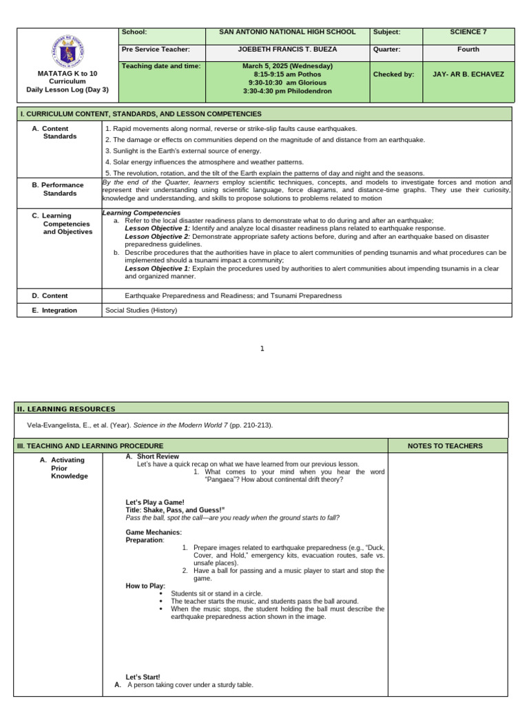 Earthquake and Tsunami Preparedness Lesson | PDF | Tsunami | Earthquakes