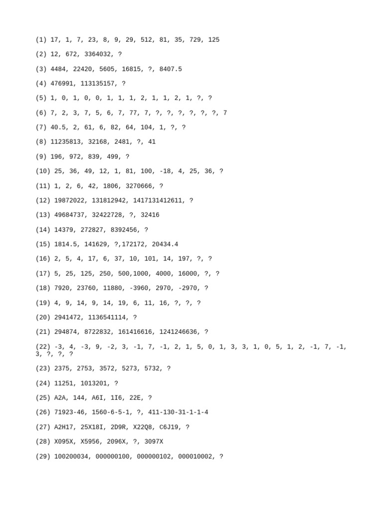 Tetracus Sequence Problems | PDF