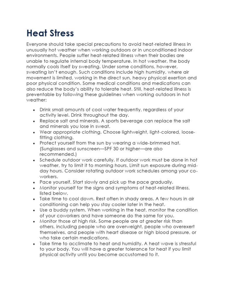 Heat Stress | PDF | Diseases And Disorders