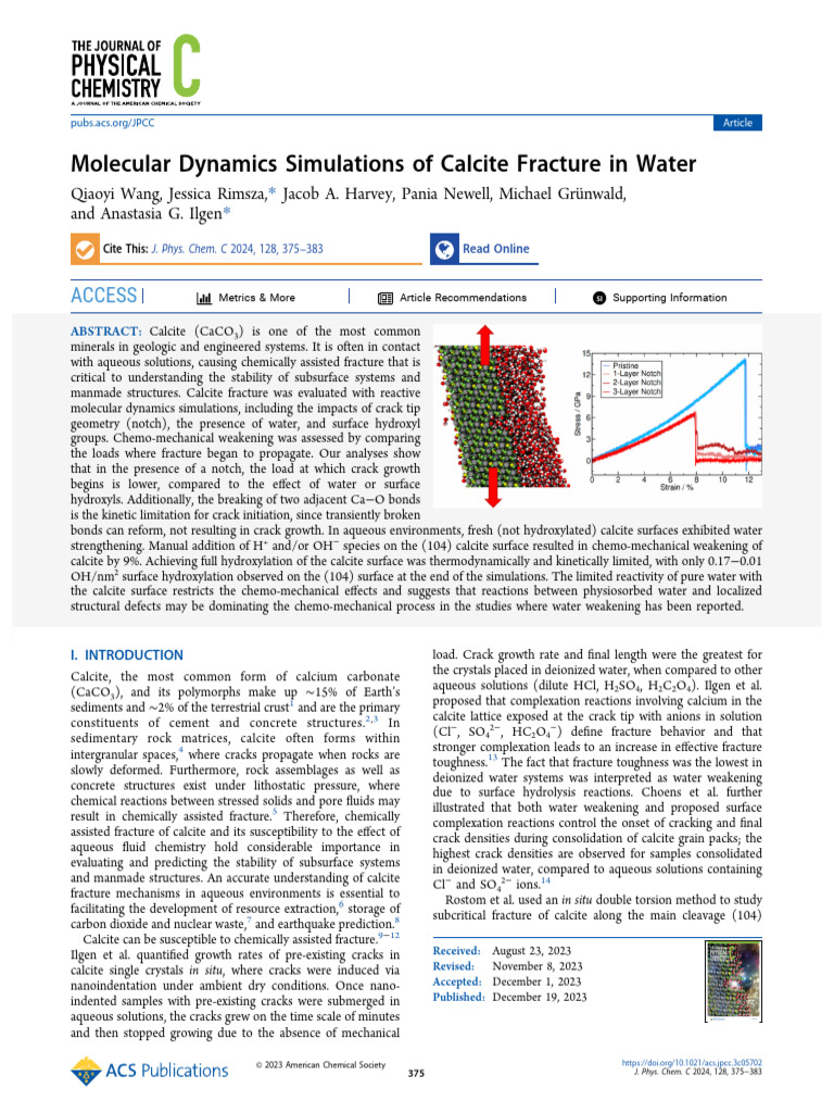 Molecular dynamics simulations of calcite fracture in water | PDF ...
